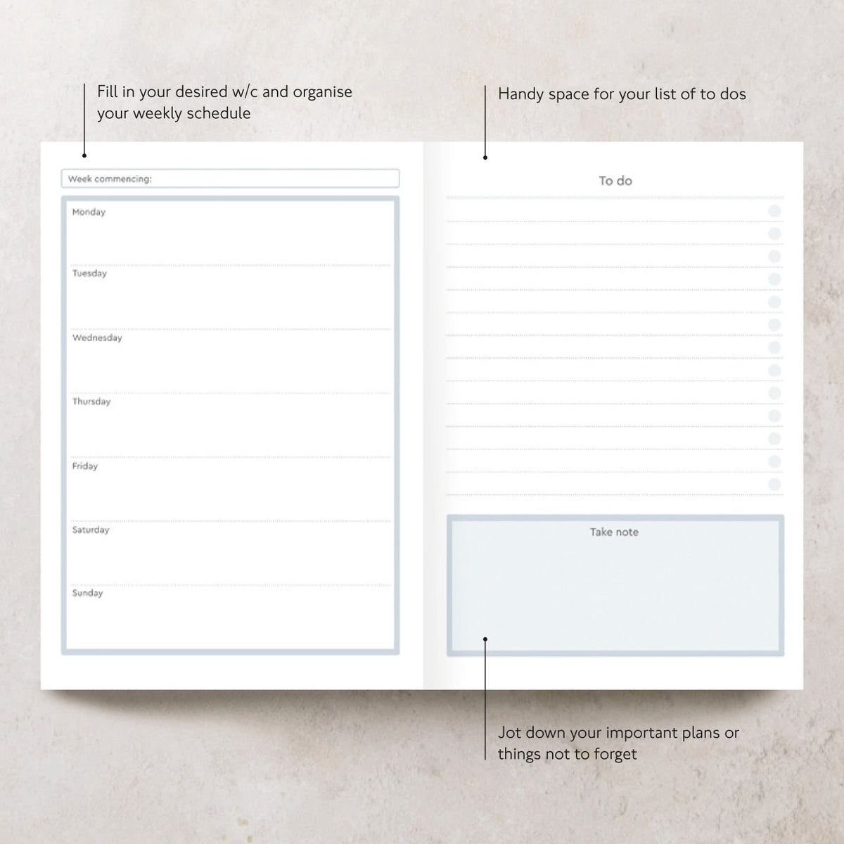 Add any words | A5 Personalised Undated Weekly Diary | Undated Start A ...